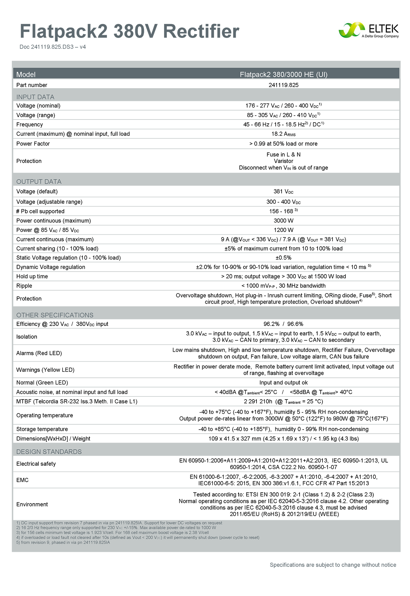 Eltek Rectifiers Flatpack2 380/3000 HE (UI)